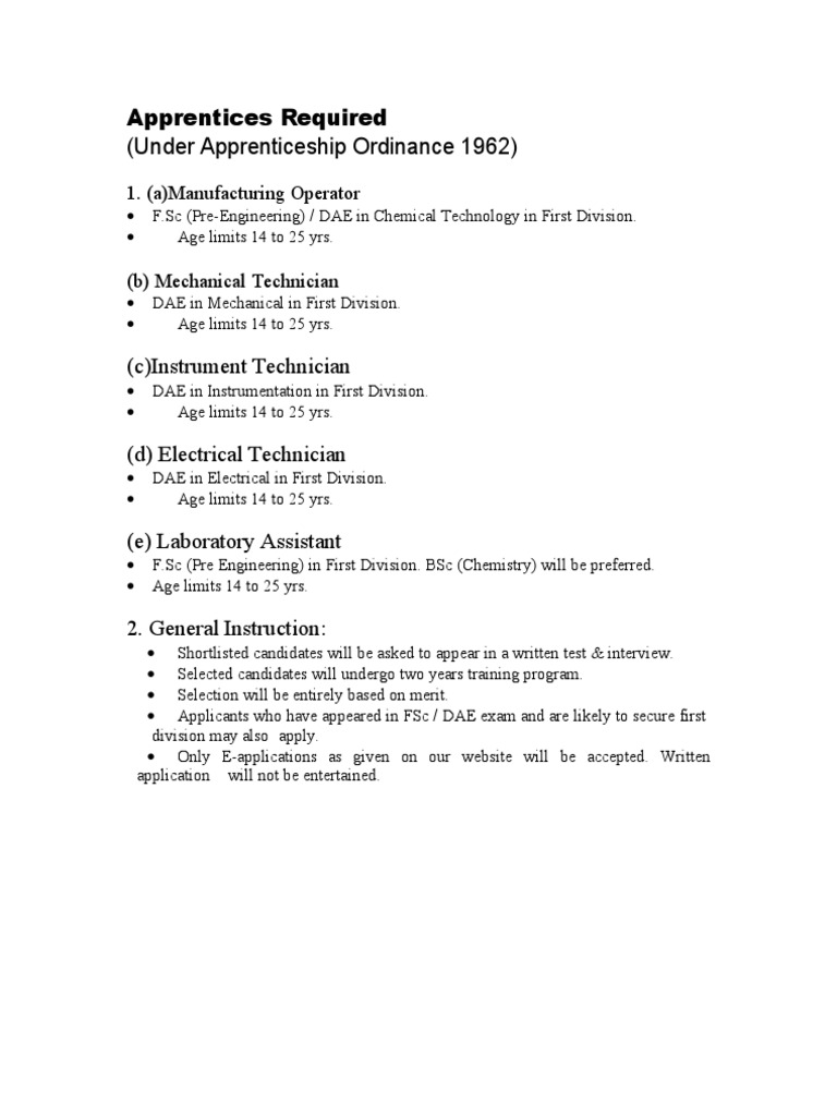 Apprenticeship Requirements 1962 | PDF