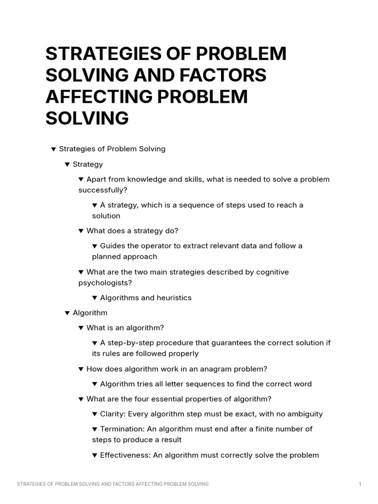 Strategies of Problem Solving and Factors Affecting Problem Solving ...