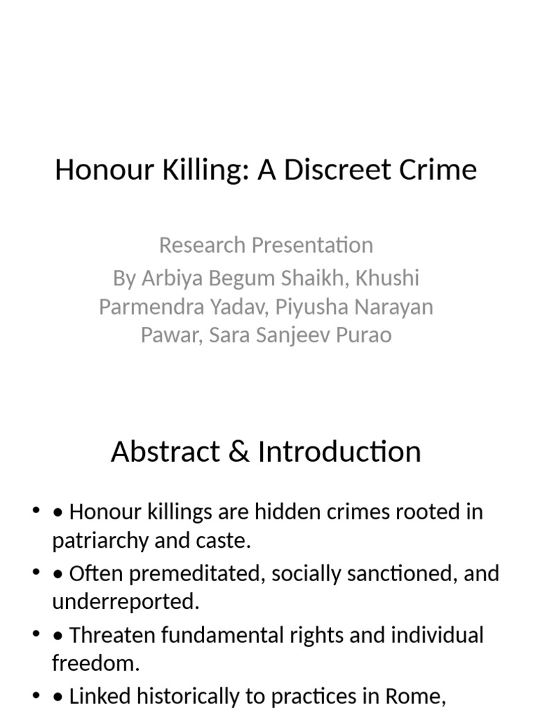 Understanding Honour Killings: Causes & Solutions | PDF