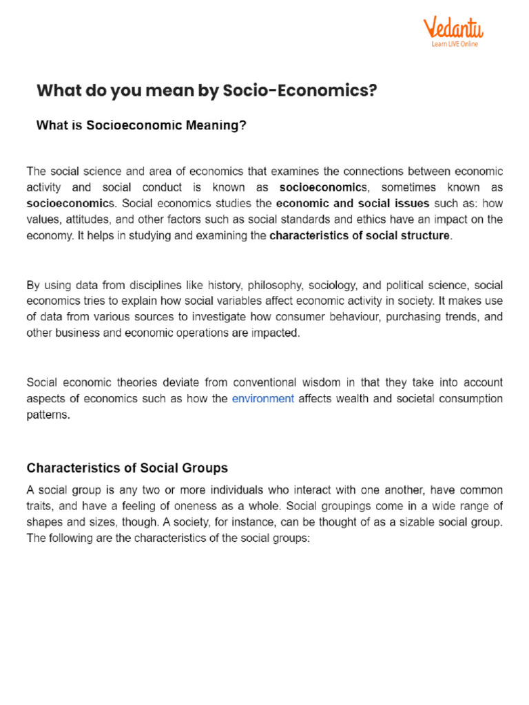 What Do You Mean by Socio-Economics | PDF