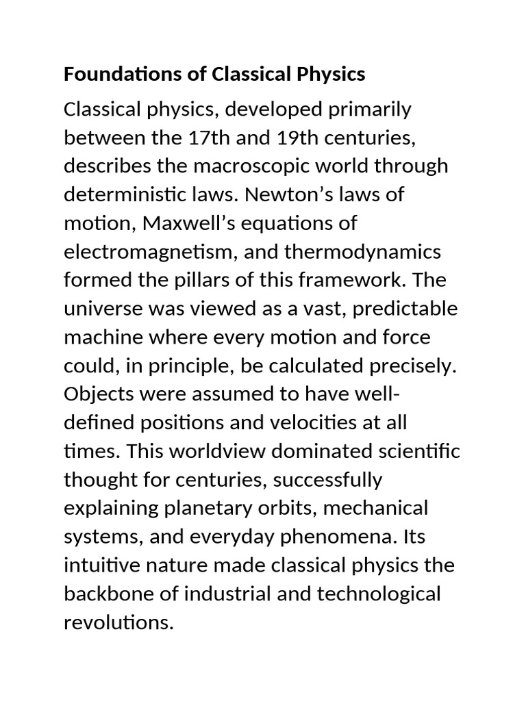 Classical Physics Foundations Explained | PDF