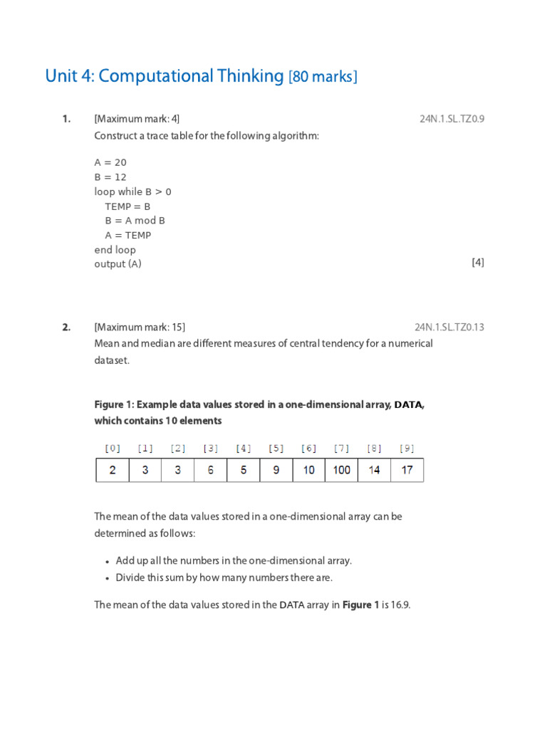 Unit 4 - Computational Thinking Revision | PDF | String (Computer ...