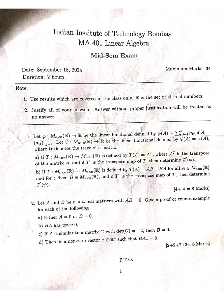 Linear Algebra (2) | PDF