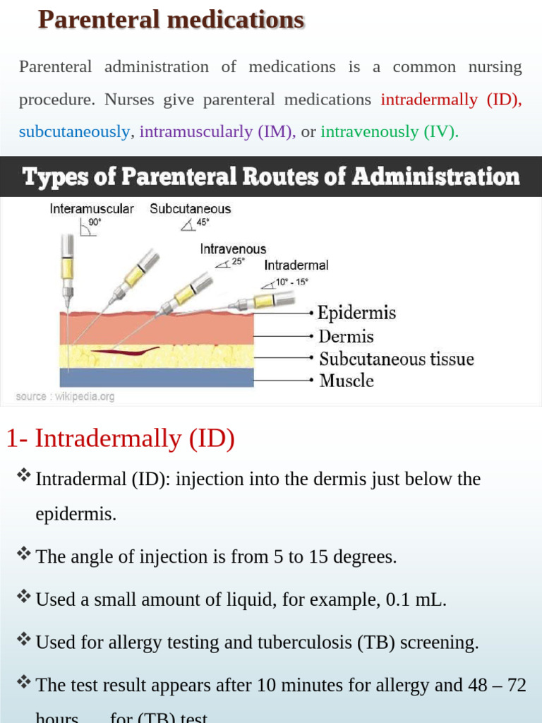 Parenteral Medication Administration Guide | PDF | Injection (Medicine ...