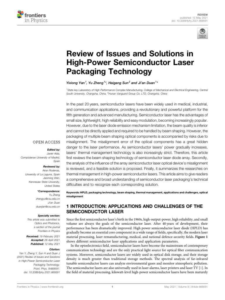 High-Power Semiconductor Laser Packaging Solutions | PDF | Laser | Optics