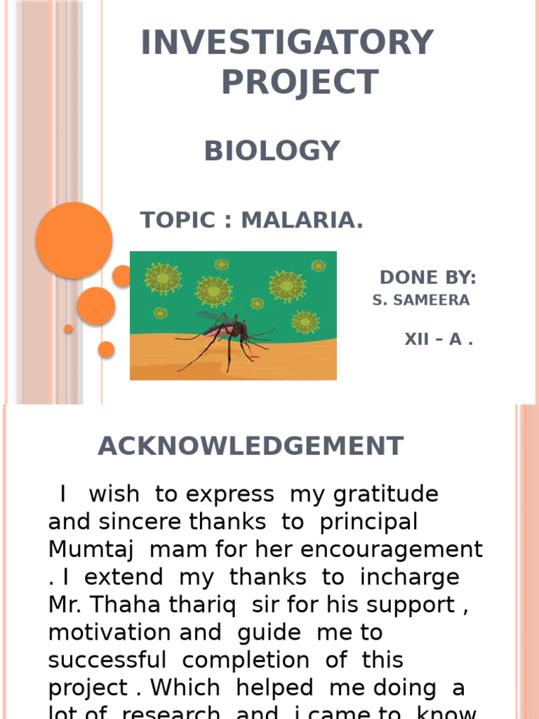 Class 12 Malaria Investigatory Project | PDF