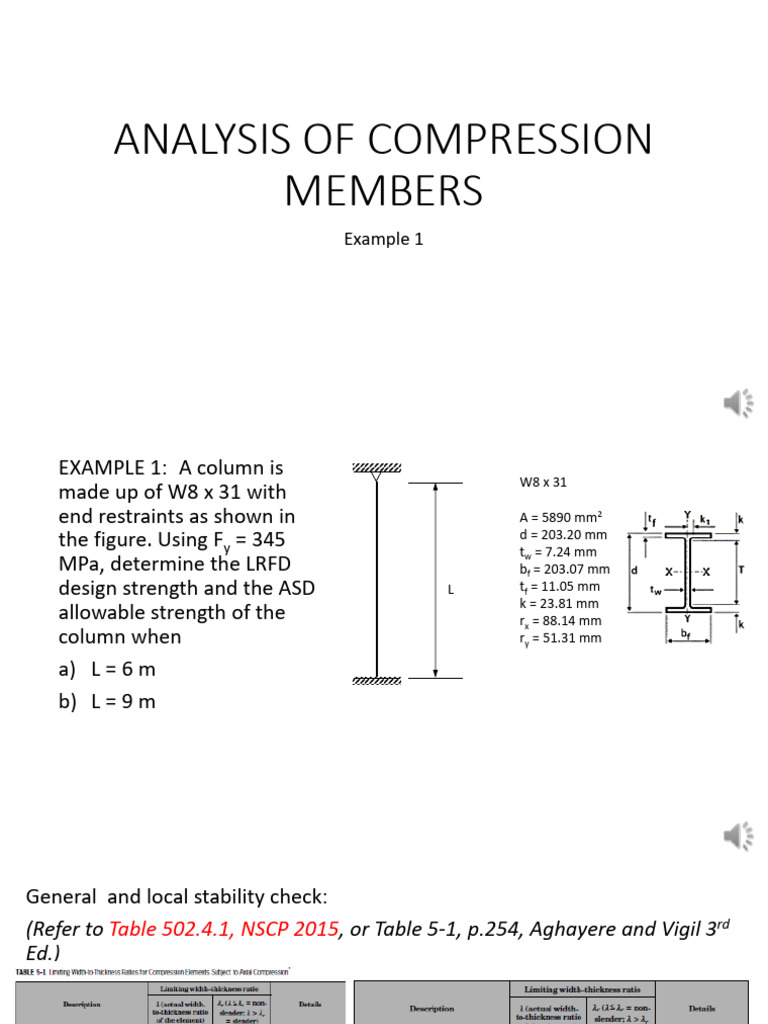 Analysis of Compression Members Example 1 | PDF