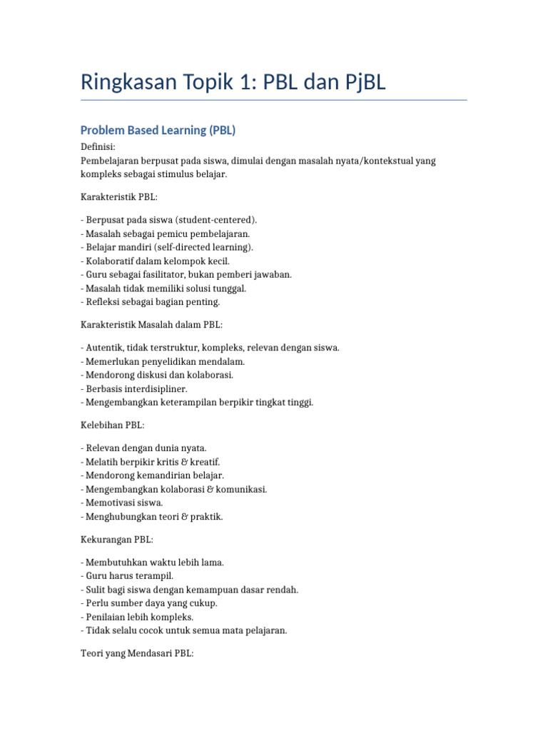 Contoh PBL dan PjBL di Kelas | PDF