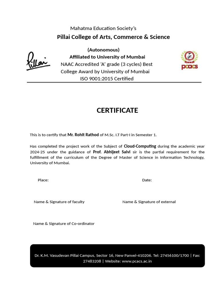 Cloud Computing Project Certificate | PDF | Network Socket | Computer ...