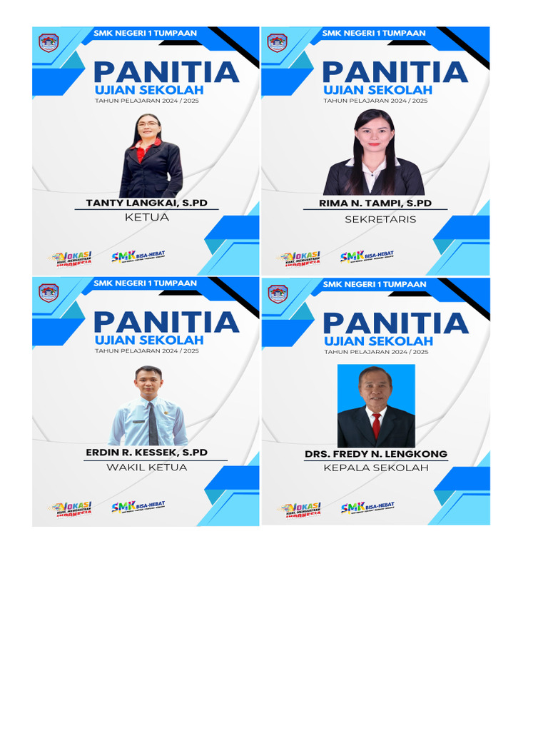 Id Card Panitia Ujian Sekolah Smk1tpn | PDF