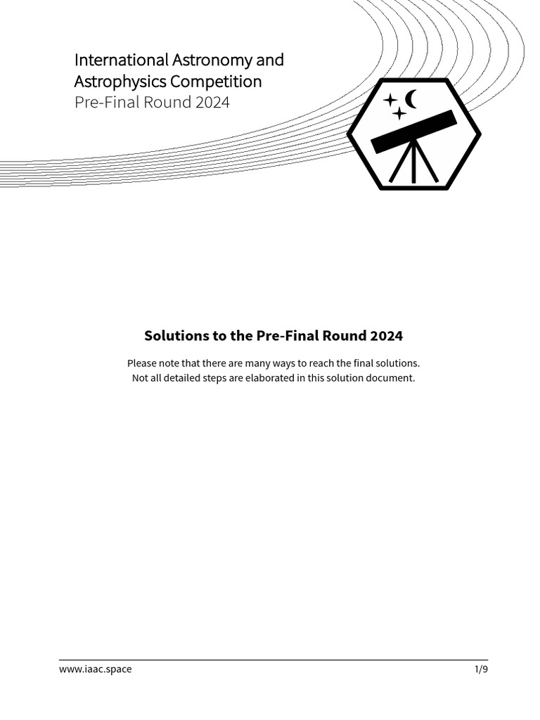 IAAC Pre Final Round 2024 Solution | PDF | Milky Way | Equator
