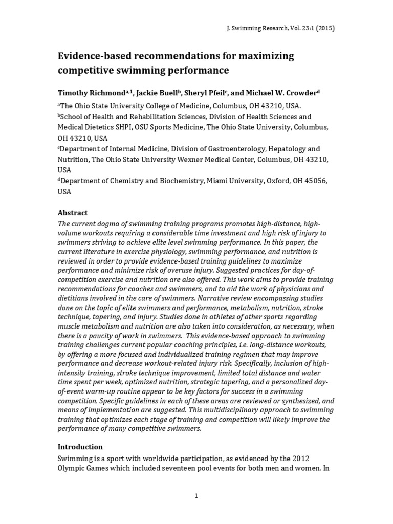 Maximize Competitive Swimming Performance | PDF | Skeletal Muscle ...