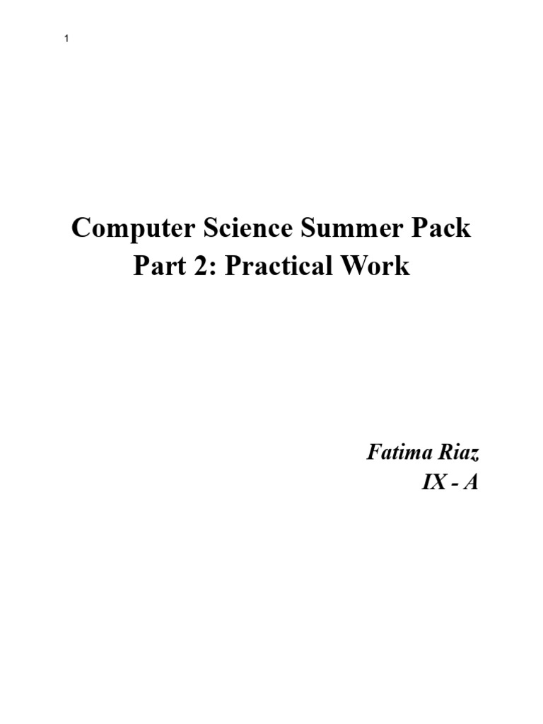 Computer Science Summer Pack | PDF