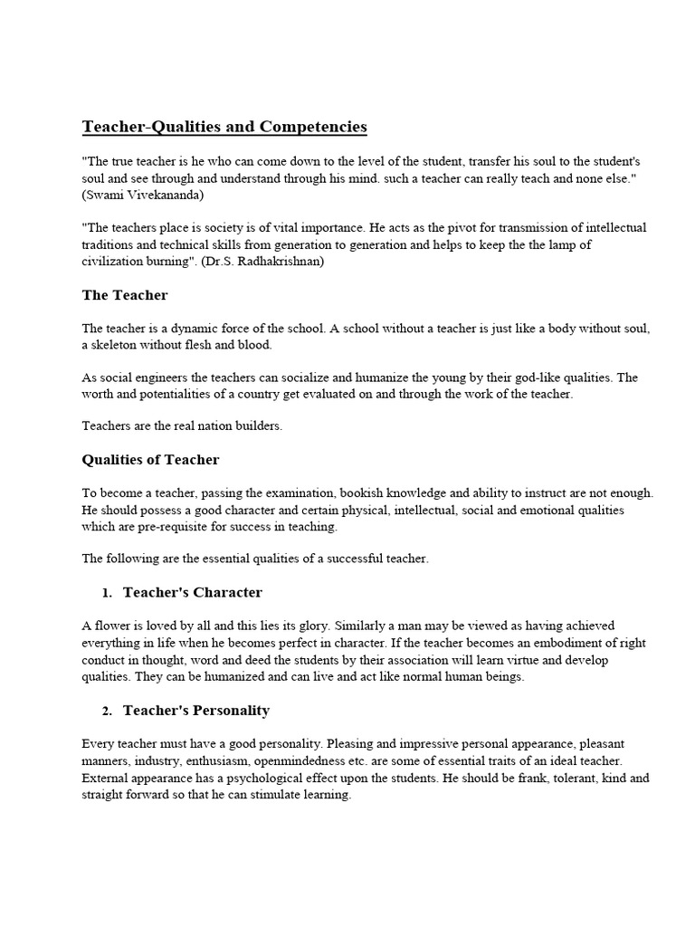 Essential Qualities of Effective Teachers | PDF | Teachers | Knowledge