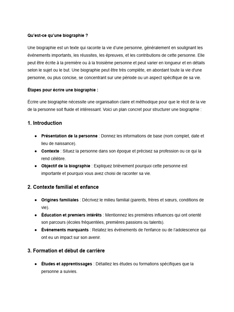 Guide pour écrire une biographie efficace | PDF | Autobiographies