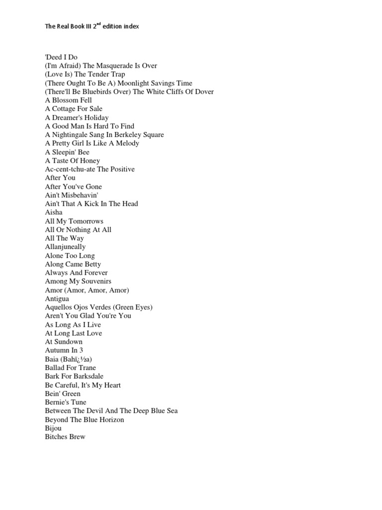 The Real Book III 2 Edition Index | PDF