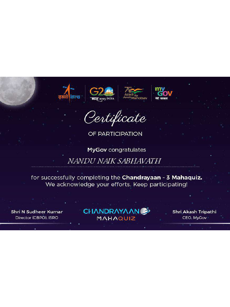Isro Certificate | PDF