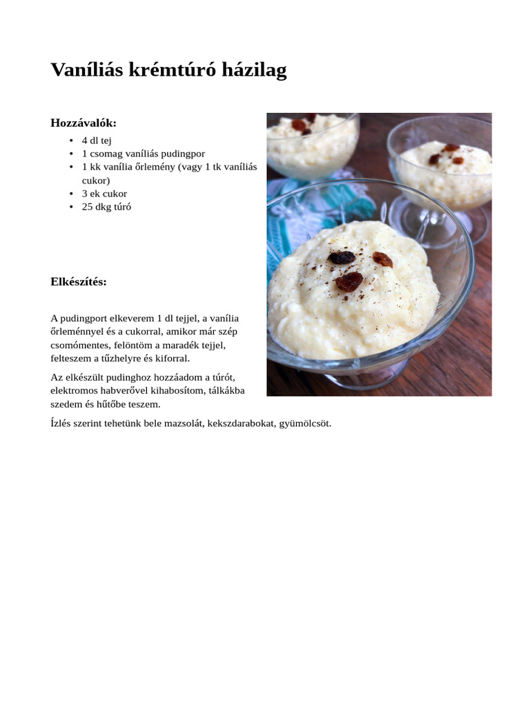 Vaníliás Krémtúró Házilag | PDF