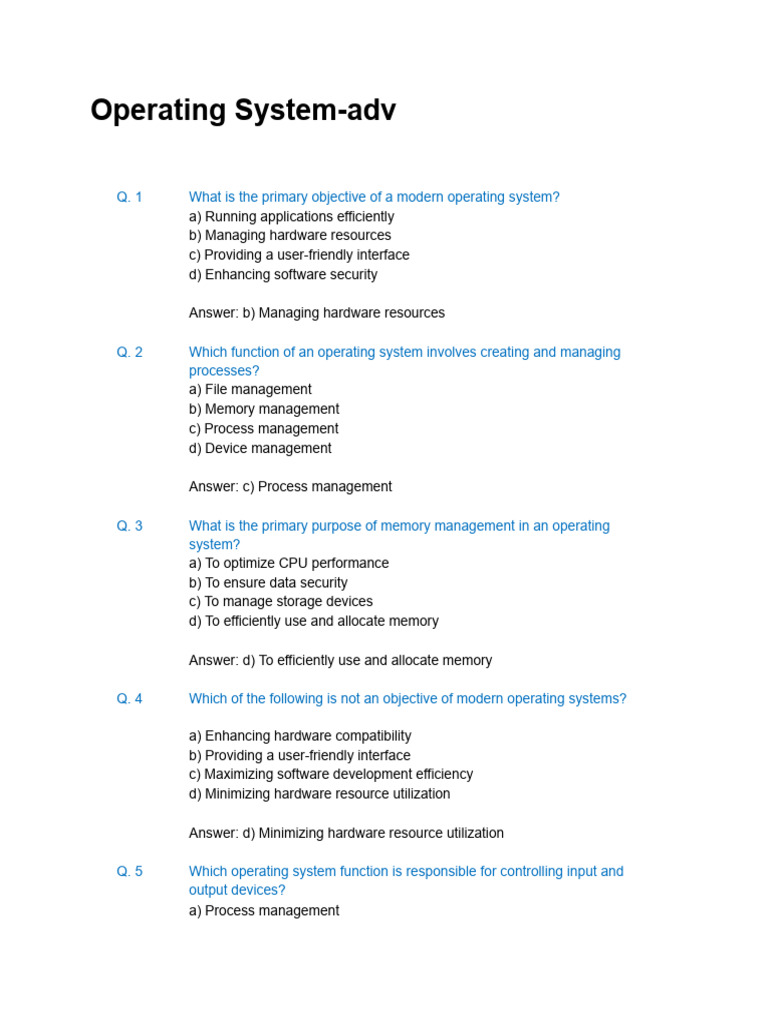 Key Functions of Modern Operating Systems | PDF | Operating System ...