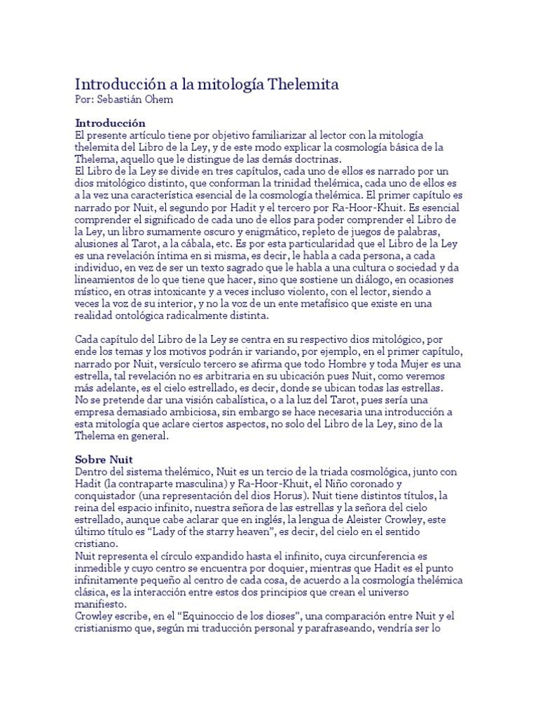 Mitología Thelemita: Nuit y Hadit | PDF | Thelema | Verdad