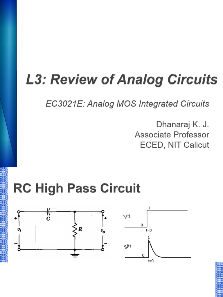 EC3021E: Analog MOS Integrated Circuits: Dhanaraj K. J. Associate ...