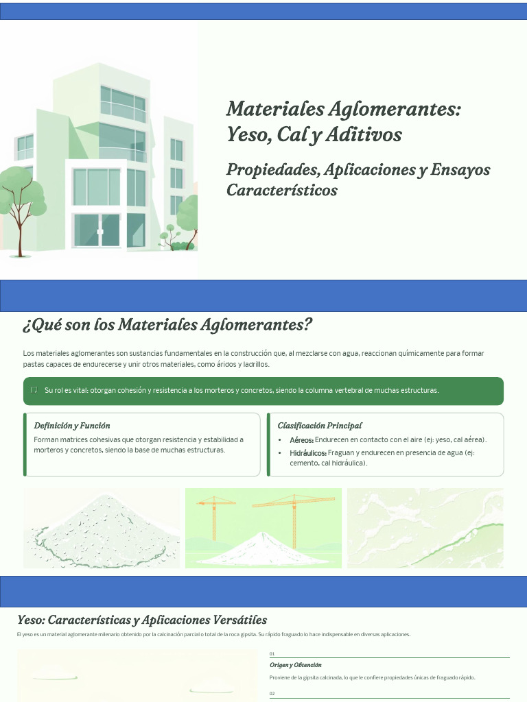 Materiales Aglomerantes Yeso Cal y Aditivos | PDF | Lima (Material) | Yeso