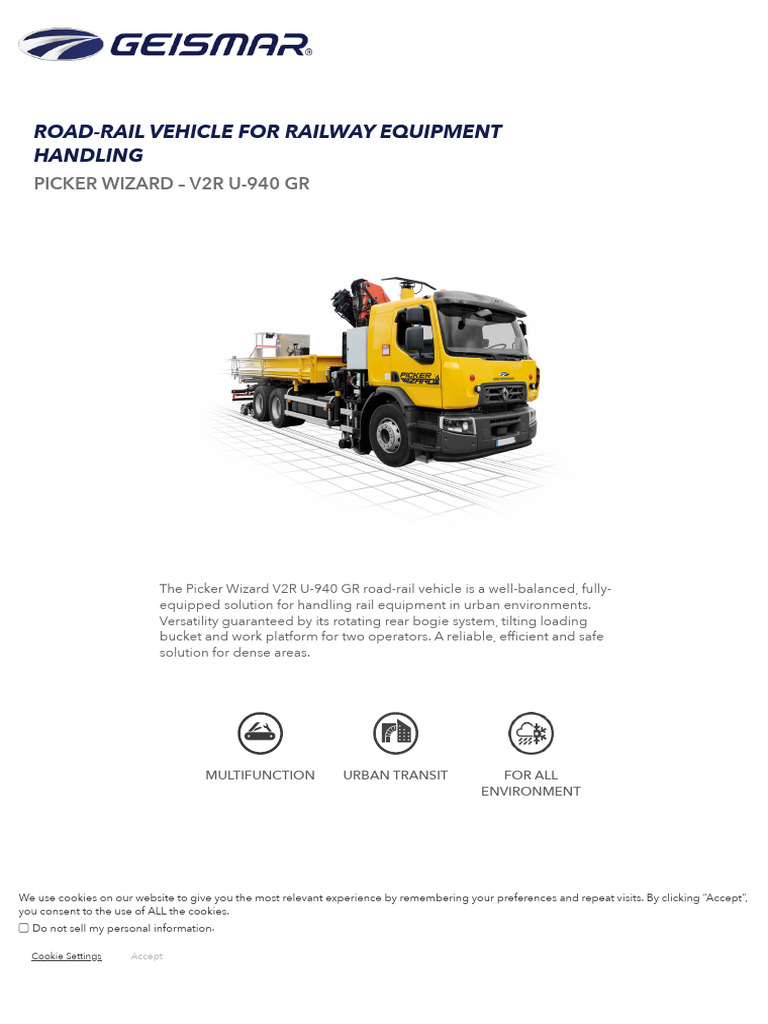 Road-Rail Handling Vehicle Picker Wizard - V2R U-940 GR - Geismar | PDF | Rail Transport | Transport