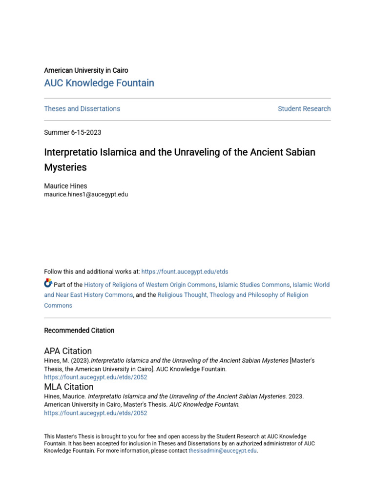 Interpretatio Islamica and The Unraveling of The Ancient Sabian M | PDF ...