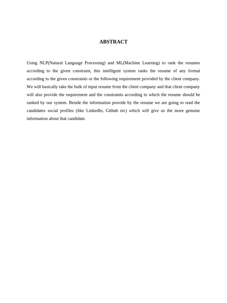 NLP and ML for Resume Ranking System | PDF | Unified Modeling Language ...