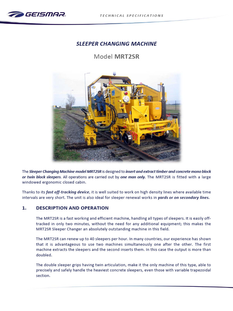 MRT2SR Resleepering Machine 2020 | PDF | Truck | Engines
