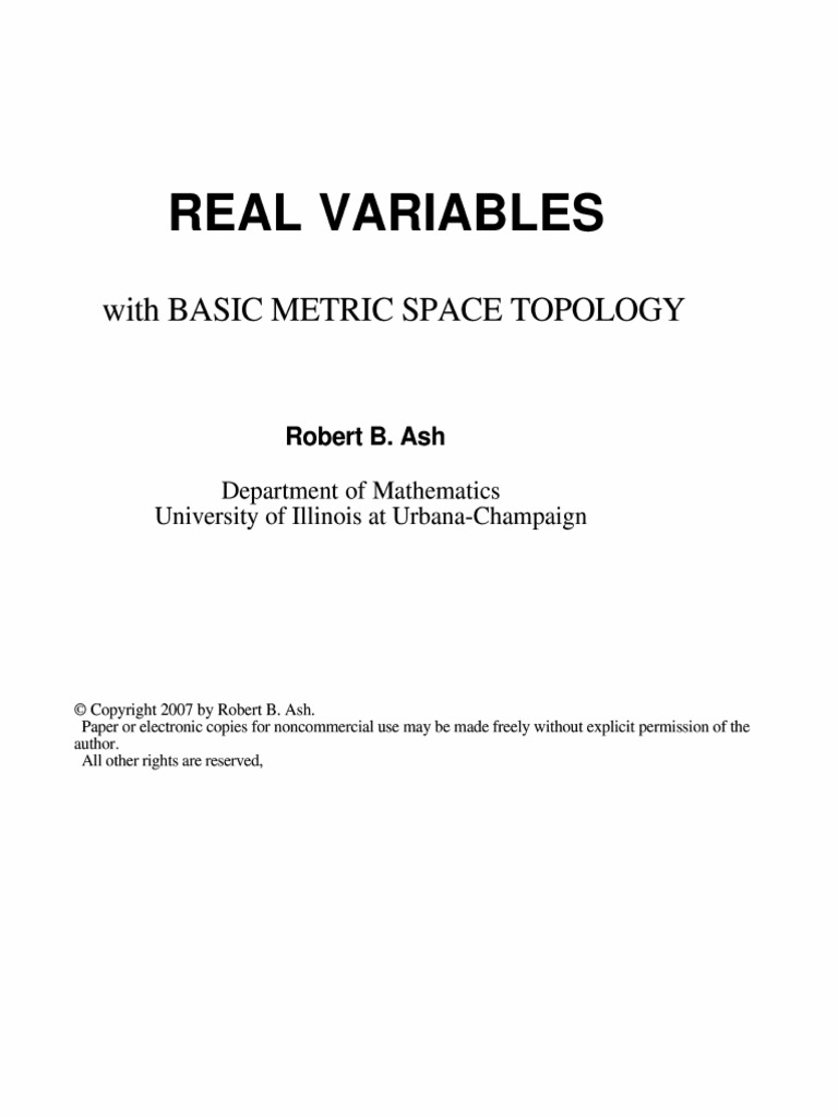 Real Variables With Basic Metric Space Topology | PDF