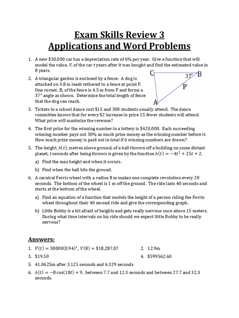 Exam Skills Review 3 - Applications | PDF