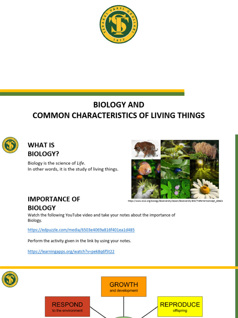 Biology and Common Characteristics of Living Things | PDF | Cell ...