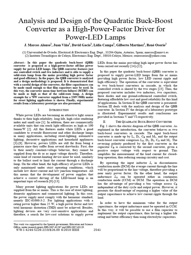 Analysis and Design of The Quadratic Buck Boost Converter As A High-Power-Factor Driver For ...