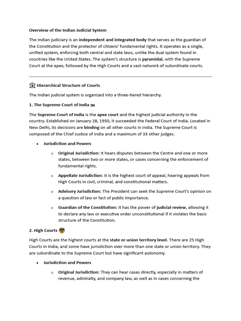 Overview of The Indian Judicial System | PDF | Supreme Courts ...