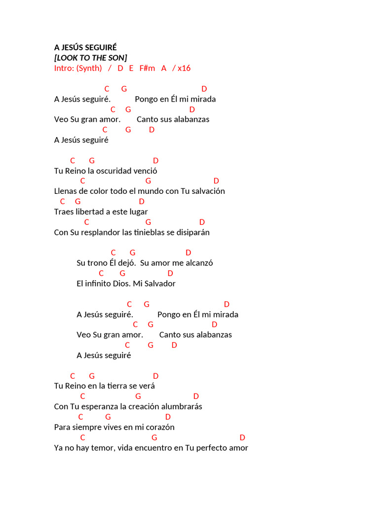 A Jesús Seguiré (Look To The Son) (G) | PDF