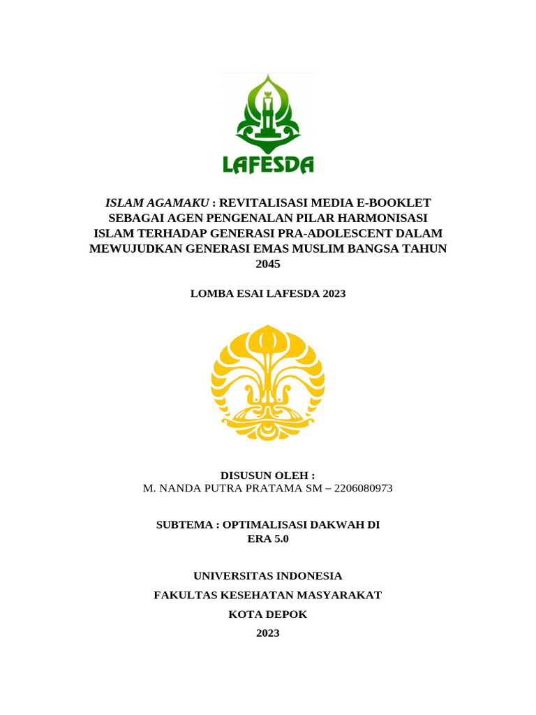 M. Nanda Putra Pratama SM - Universitas Indonesia - Esai | PDF