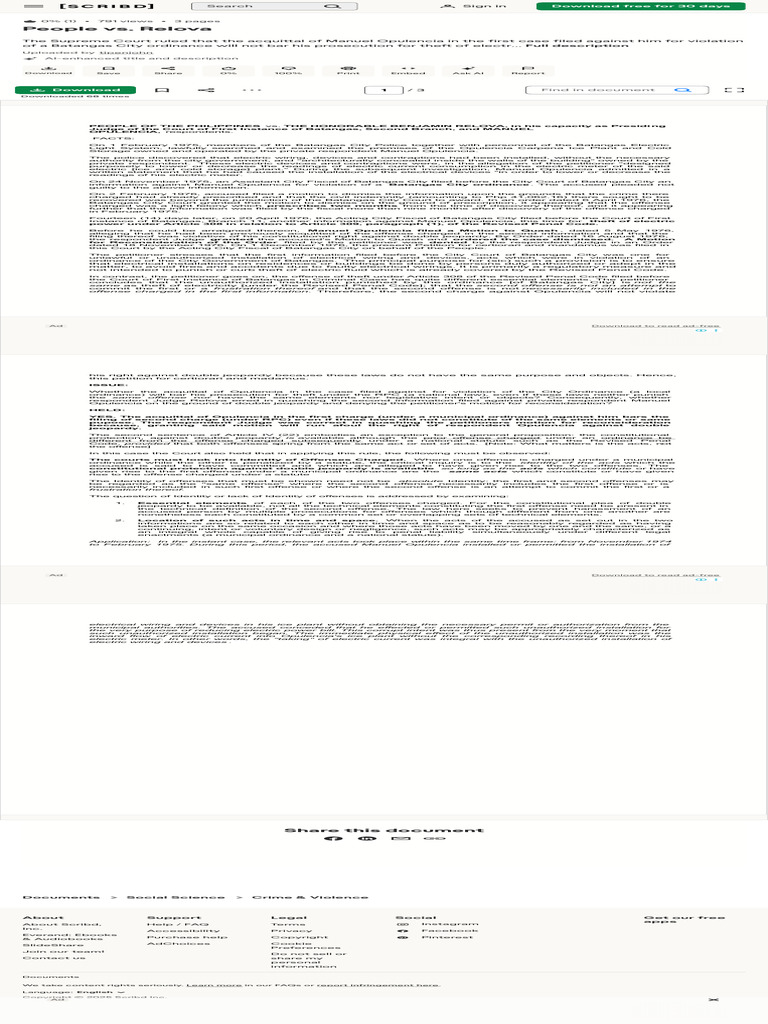 People vs. Relova: Double Jeopardy Case | PDF | Double Jeopardy | Scribd