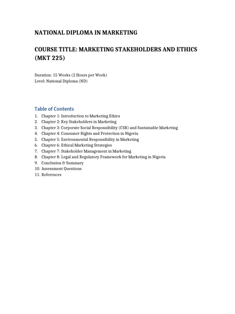Marketing Ethics and Stakeholder Management | PDF | Corporate Social ...