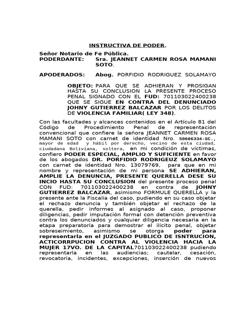 INSTRUCTIVA DE PODER chile | PDF | Apelación | Sentencia (ley)