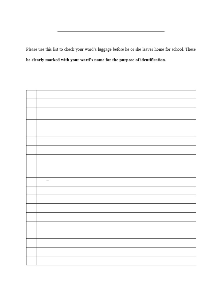 Essential School Packing Checklist | PDF | Shoe | Sneakers