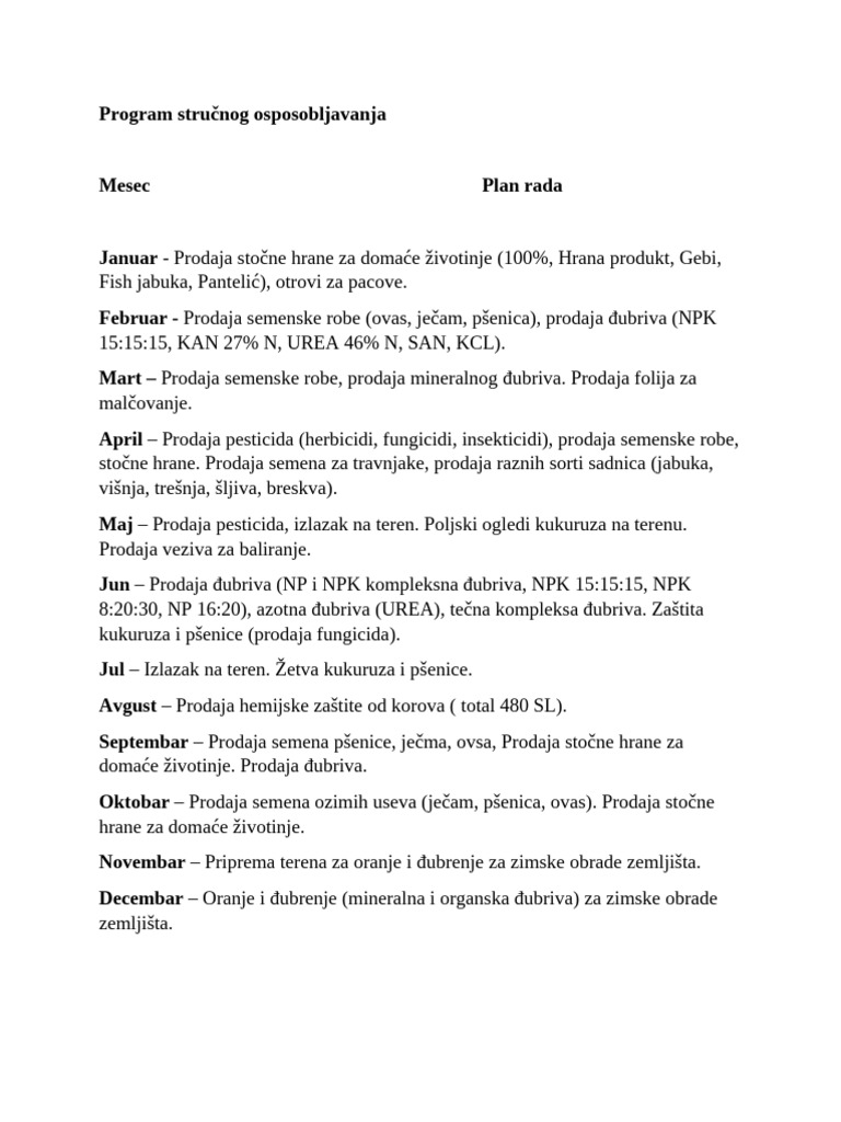 Program Stručnog Osposobljavanja | PDF