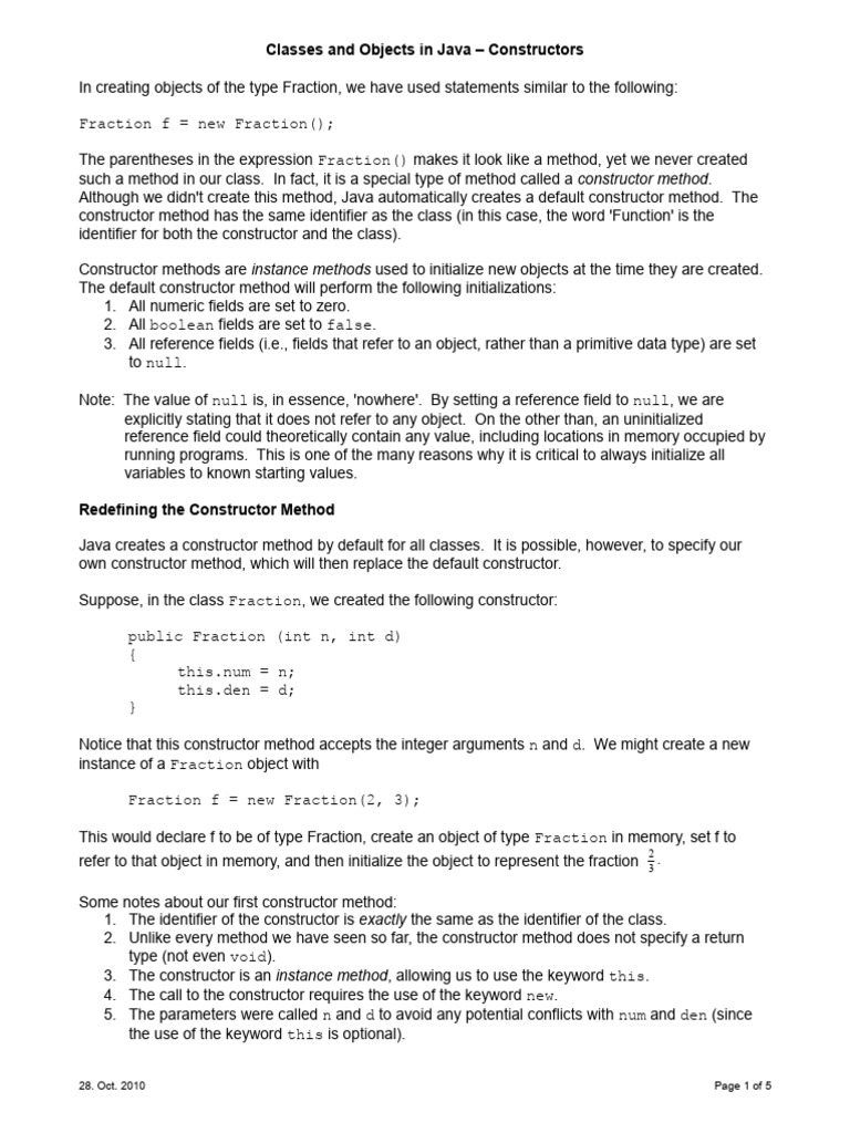 Java+Classes+03+ +constructors | PDF | Constructor (Object Oriented ...