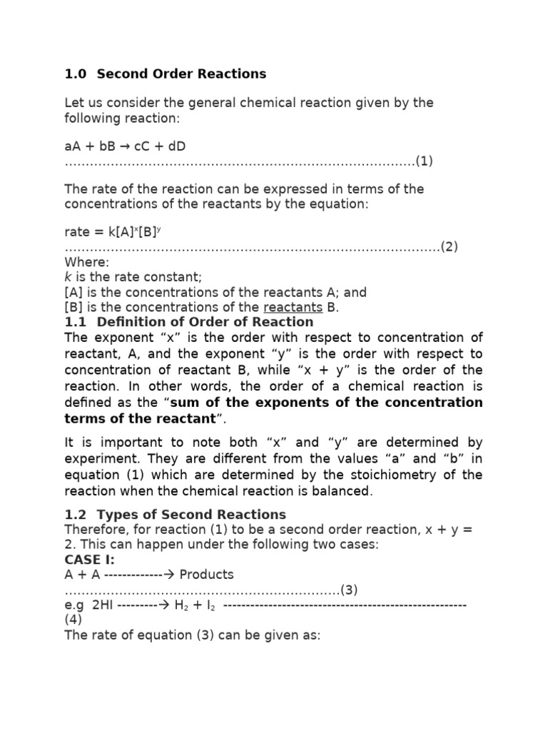 CHM 406 Lect 2 Second Order Final | PDF | Chemistry | Physical Chemistry