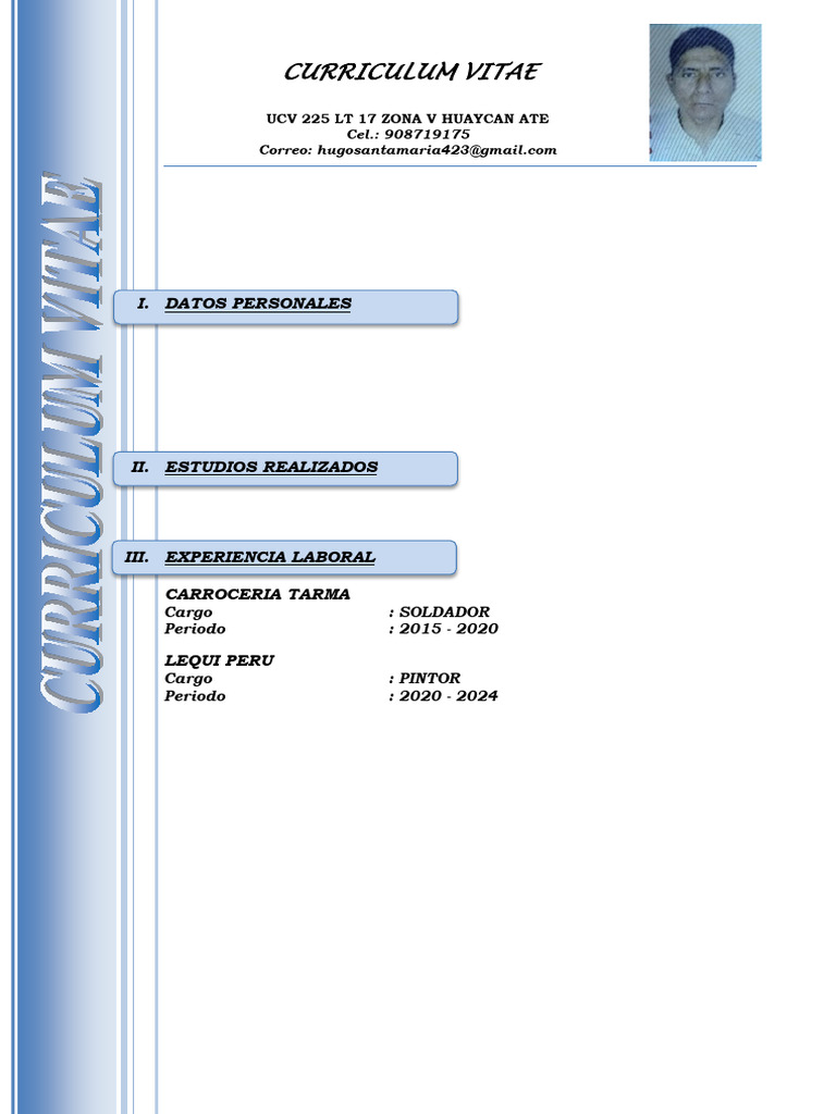 Curriculum Vitae: Hugo Clito Santa Maria Hilario | PDF