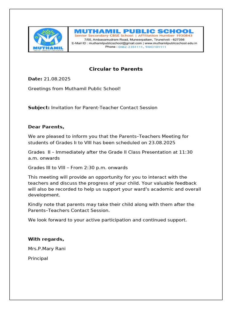 PTM Circular 21.08.25 | PDF