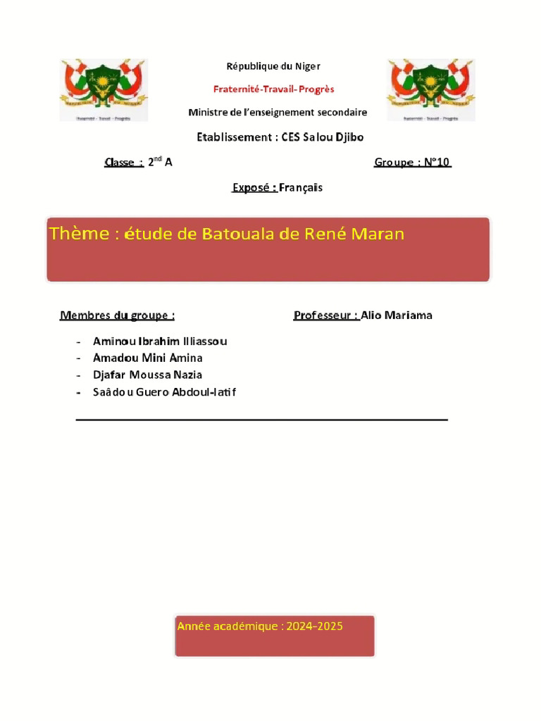 Résumé de L'œuvre Batouala de René Maran | PDF