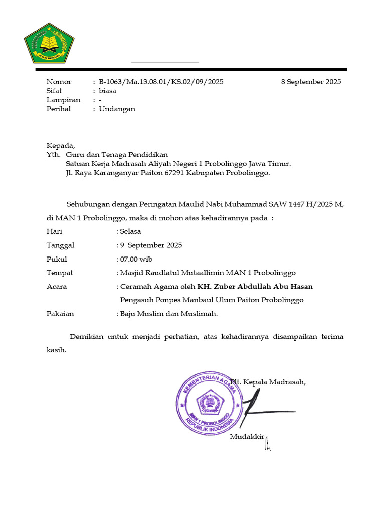 Undangan Maulid Nabi Muhammad SAW 1447 H | PDF