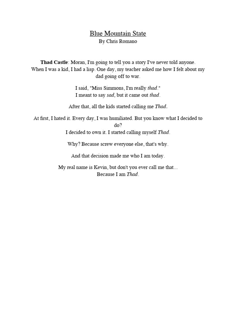 Blue Mountain State - Thad Monologue | PDF