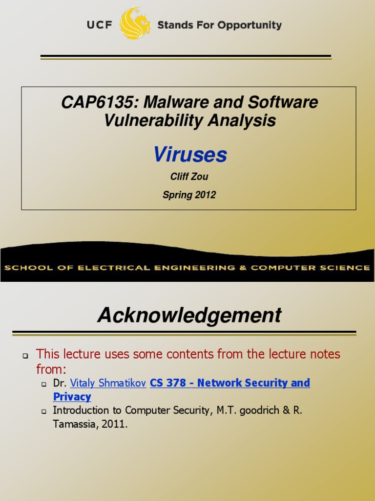 CAP6135: Malware and Software Vulnerability Analysis: Viruses | Download Free PDF | Computer ...